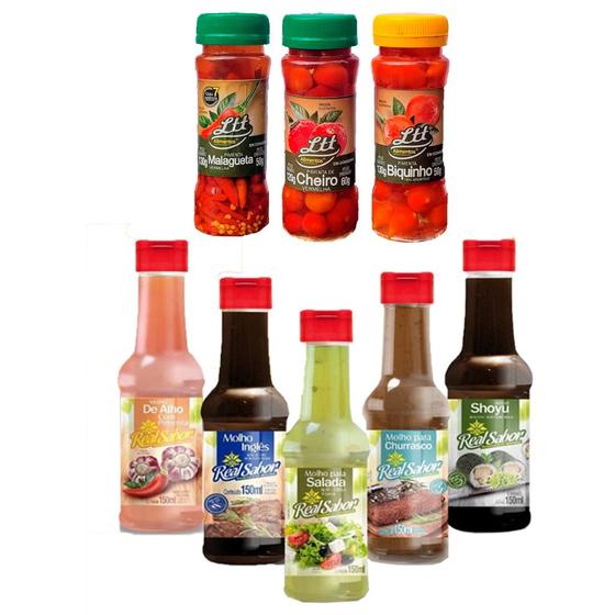 Kit 3 Pimentas No Pote Biquinho Malagueta Cheiro + 5 Molhos 150ml Para ...