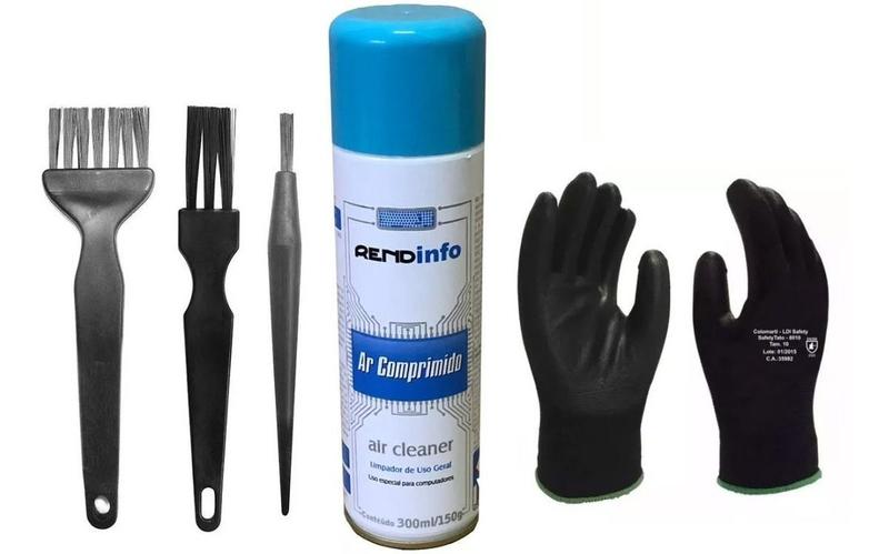 Kit 3 Pincel Antiestático Para Limpeza Pc + Ar Comprimido Luva - Kit ...