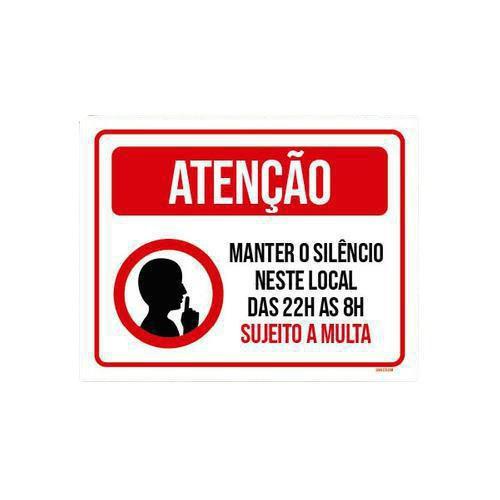 Kit 3 Placas Atenção Mantenha Silêncio Neste Local - Sinalizo.Com ...
