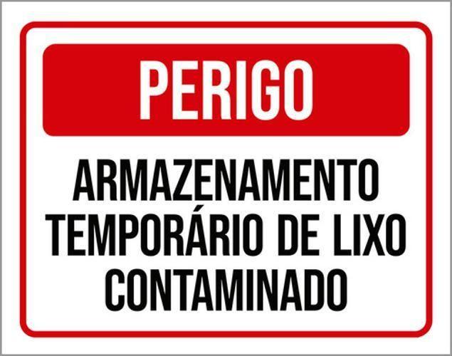 Kit 3 Placas Perigo Armenamento Lixo Contaminado - Sinalizo - Placa de ...