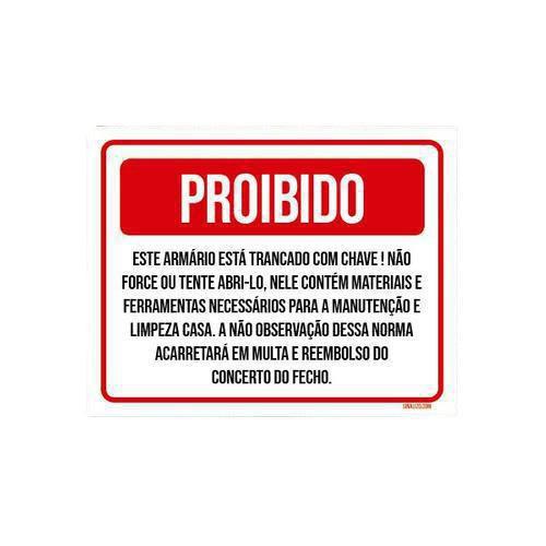 Kit 3 Placas Proibido Armário Trancado Não Abra - Sinalizo.Com - Placa ...
