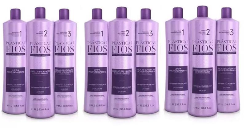 KIT 3 PLASTICA DOS FIOS Fioterapia Progressiva Profissional Anti Frizz ...