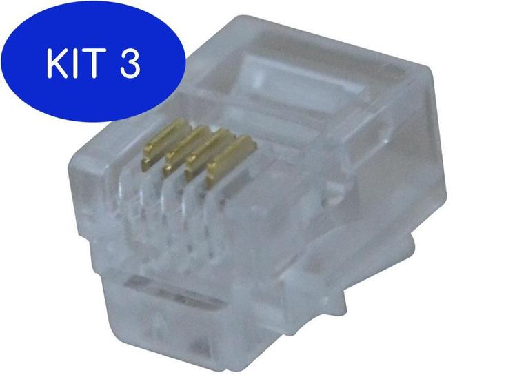 Kit 3 Plug Conector Modular Rj11 6x4 Hikari 10 Unidades - Plugs e ...