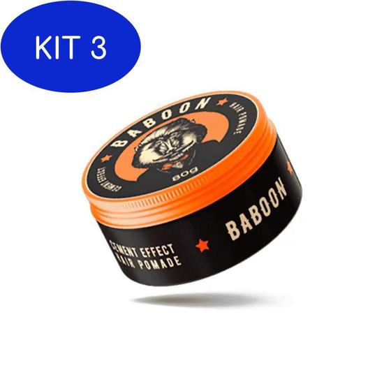Kit 3 Pomada para Cabelo Anti Frizz Cement Effect Baboon 80g - Pomada ...