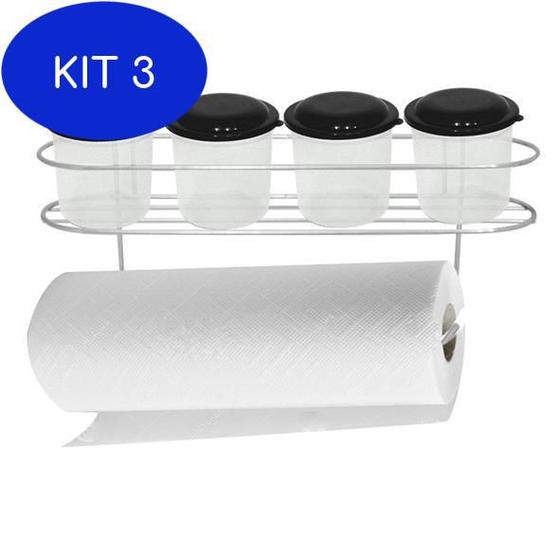 Kit 3 Porta Condimento Porta Rolo Com 4 Potes Cromado - Alpif Aramados ...