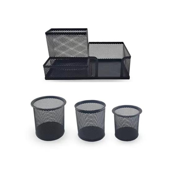 Kit 3 Porta Lápis Acoplado + 1 Organizador de Mesa Escritório Home ...