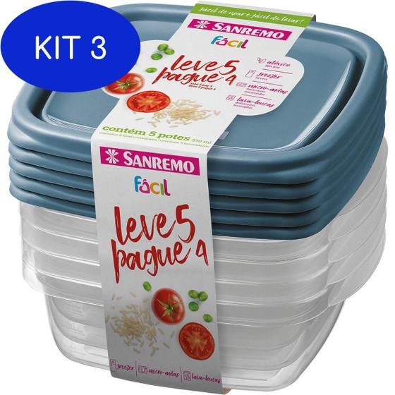 Kit 3 Pote Plástico Conjunto L5P4 Potes Fácil 530Ml - Planeta ...