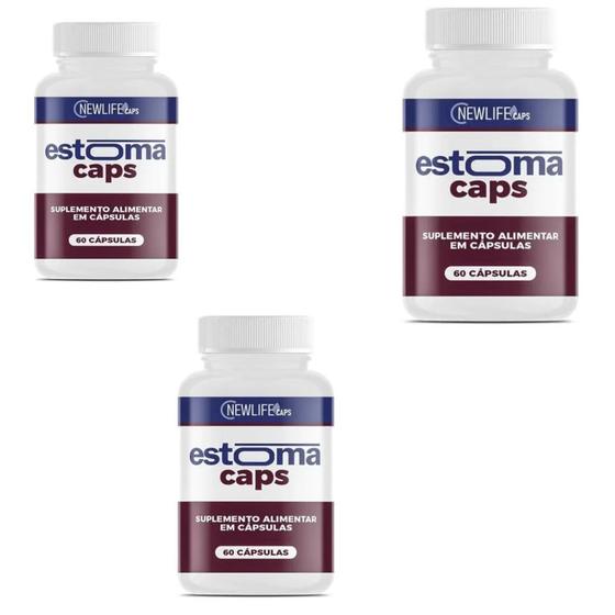 KIT 3 POTES Estoma Caps. Estômago Saudável-100% New LifeCaps ...