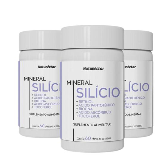 Kit 3 Potes Silício Vitaminas Suplemento Alimentar Natural Sabor 100% ...