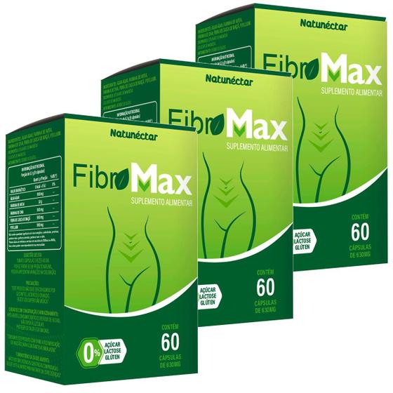 Kit 3 Potes Suplemento Alimentar Fibromax Natunéctar 180 Capsulas ...