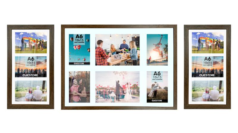 Kit 3 Quadro Multifotos Fotos Mural Painel Porta Retrato 10x15 15x21 Moldura Parede Sala ...
