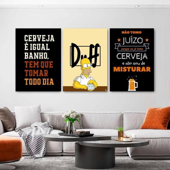 KIT 3 Quadros Decorativos Foto ou Imagem Homer Simpson Duff Decoração ...