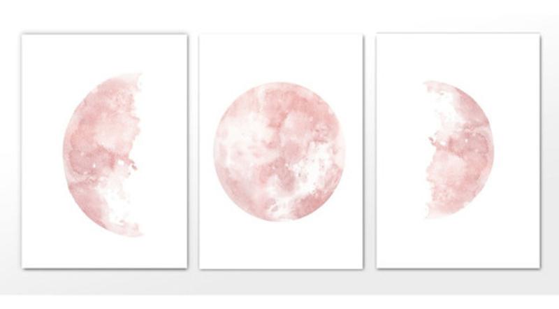 Kit 3 Quadros Decorativos Placas Fases Da Lua Rose Paisagem - Ponto do ...