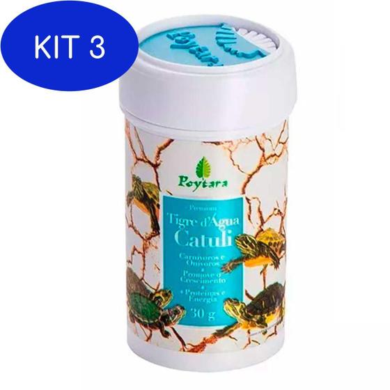 Kit 3 Ração Para Tartaruga Poytara Tigre Dágua Catuli - 30G - Ração ...