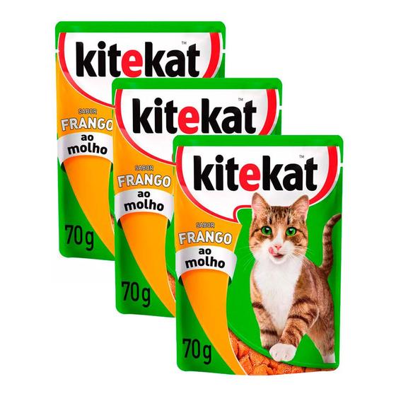 Kit 3 Ração Úmida para Gatos KiteKat Adulto Sabor Frango ao Molho em ...
