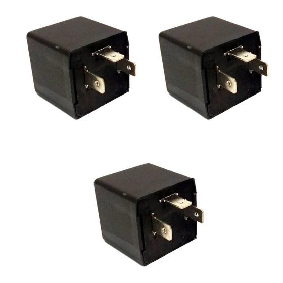 Kit 3 Reles Universal Auxiliar Seta 3 Terminais Quadrado Mini Pisca Sem ...
