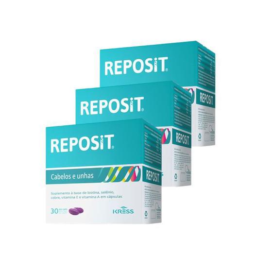 Kit 3 Reposit Cabelos E Unhas 30 Gel Capsulas - KRESS - Nutricosméticos - Magazine Luiza