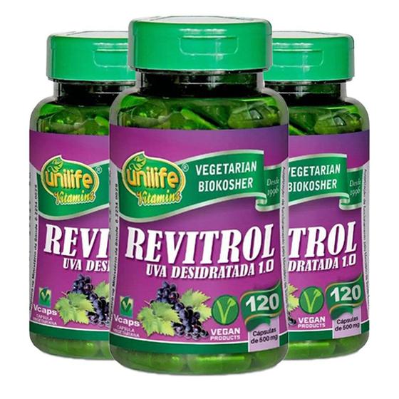 Kit 3 Revitrol (Uva Desidratada) - 120 Cápsulas - Unilife ...