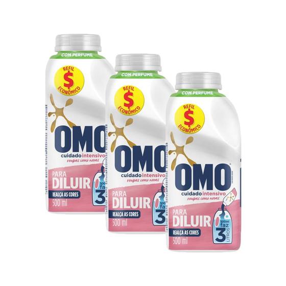 Kit 3 Sabão Líquido Omo Cuidado Intensivo 500ml cada - Sabão Líquido ...
