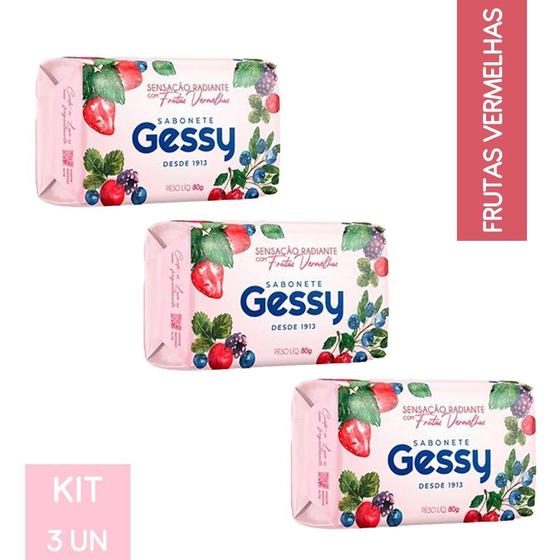 Kit 3 Sabonetes Gessy Sensação Radiante Frutas Vermelhas 80g - Sabonete ...