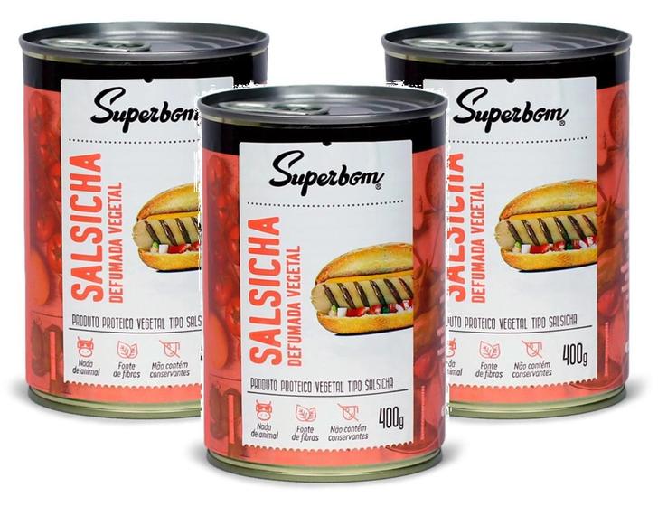 kit 3 Salsicha Vegetal Defumada Superbom Lata 300g - Carne Vegetal ...