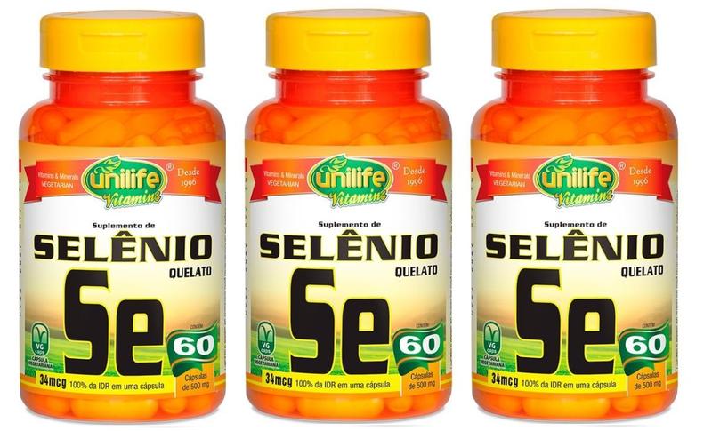 Kit 3 Selenio Quelato - Unilife - 60 Capsulas - Selênio - Magazine Luiza