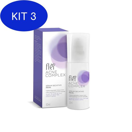 Kit 3 Sérum Secativo Facial Flér Acne Complex 50Ml - Flér ...