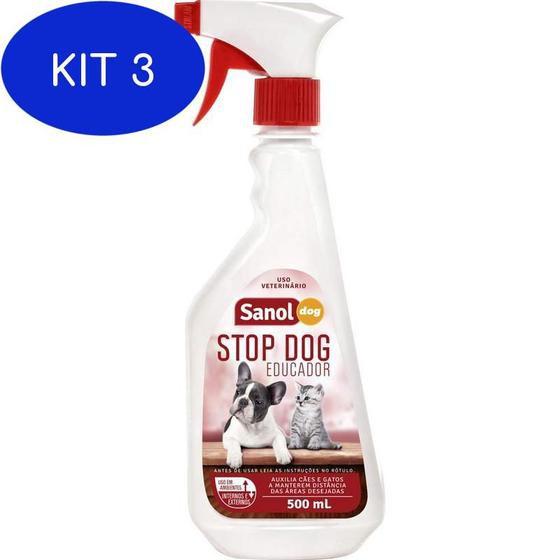 Kit 3 Stop Dog Spray Educador Sanitario Para Cães E Gatos - Sanol ...