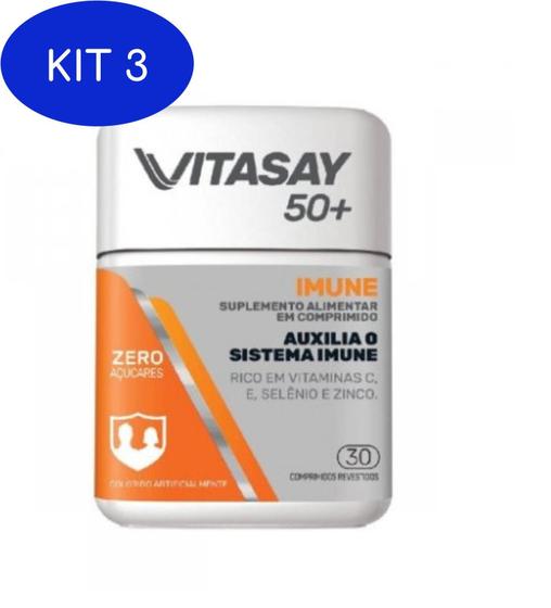 Kit 3 Suplemento Alimentar Vitasay 50+ Imune 30 Comprimidos - Kit de ...