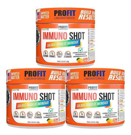 Kit 3 Suplemento Immuno Shot Vitaminas C, D e Zinco - Profit Labs 200G ...