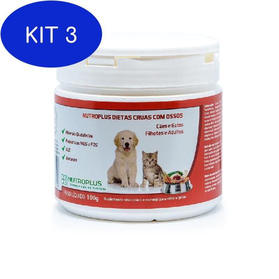 Kit 3 Suplemento Para Cães Gatos Dietas Cruas Ossos 100G - Nutroplus ...