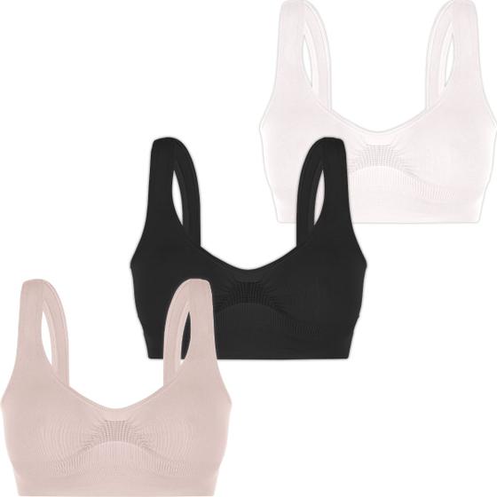 Kit 3 Sutiãs Lupo Original Loba Sem Costura Soutien Confortável Top ...