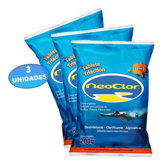 Kit 3 Tabletes De Cloro Tripla Ação Pastilha Água De Piscina - neoclor ...