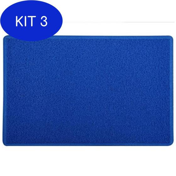 Kit 3 Tapete Capacho 60X40Cm Vinil Silver Vinil 10Mm Kapazi Azul ...