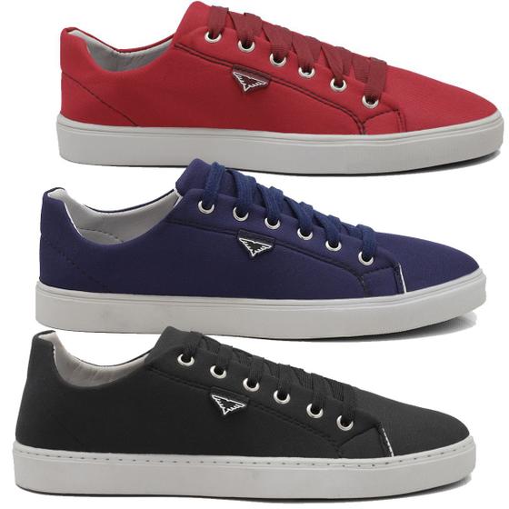 Kit 3 Tênis Casual Masculino Várias Cores Cano Baixo Liso - Rp Shoes ...
