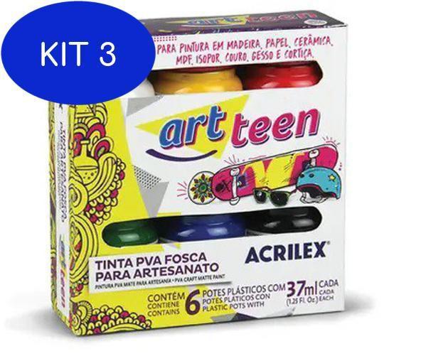 Kit 3 Tinta Para Tecido Conjunto De 6 Cores, Acrilex, Multicor - Tinta ...
