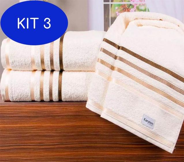 Kit 3 Toalha Banho Karsten 70 x 140cm Lumina Ivory com - Toalha de ...