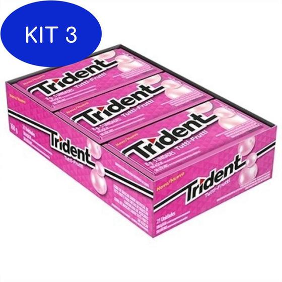 Kit 3 Trident Tutti-Frutti Chiclete Caixa Com 21Un - Chicletes e Gomas ...