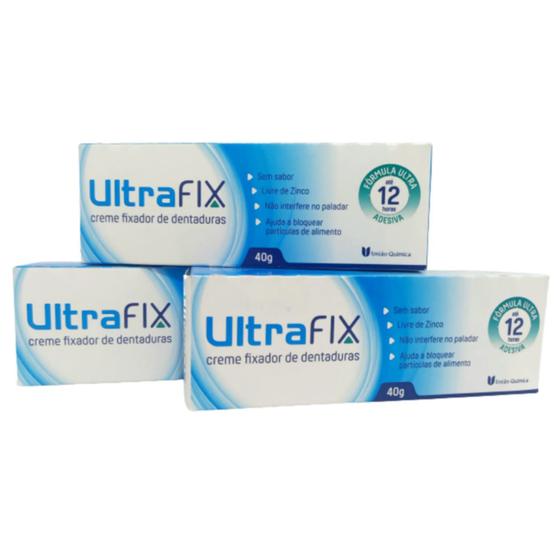 Kit 3 Ultrafix Creme Fixador De Dentaduras Sem Sabor - 40g - União ...