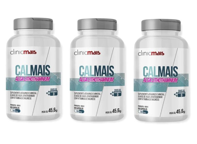 Kit 3 Un.calmais Lithothamnium Algas 60 Cápsulas -clinicmais - Kit de ...