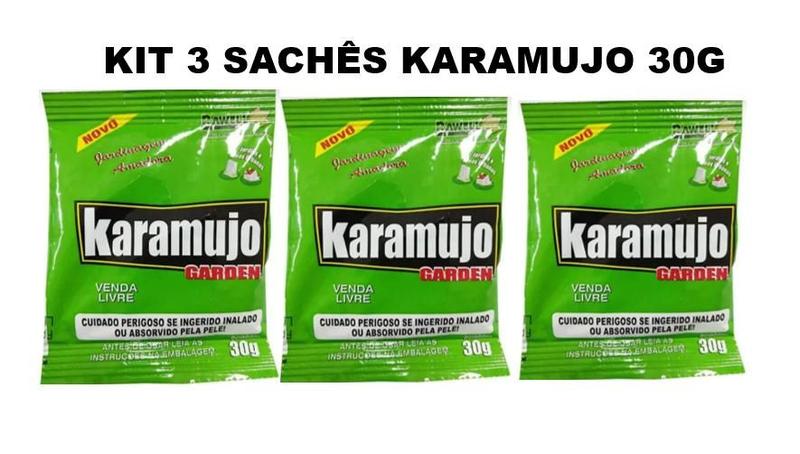 Kit 3 Un Karamujo Sachê 30g Lesmicida Eficaz Contra Lesmas Caramujos e ...