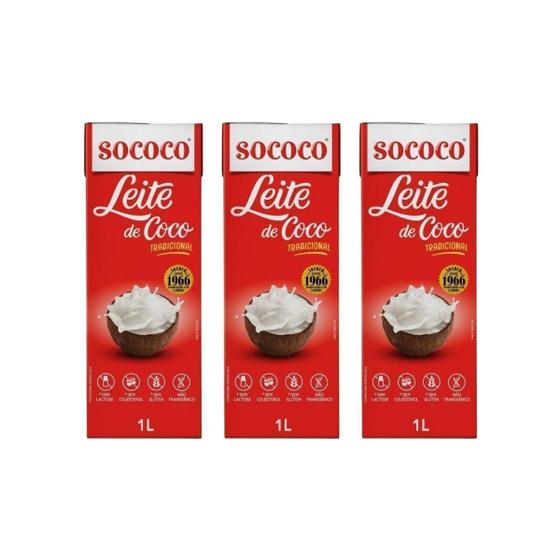 Kit 3 Un Leite de Coco Sococo Tradicional 1L - Leite de Coco - Magazine ...