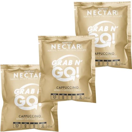 Kit 3 un whey isolado importado sache nectar syntrax grab n go lattes ...