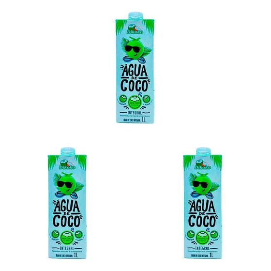 Kit 3 Und Água De Coco Dikoko Integral Hidratação Nutrição Corpo 1l ...