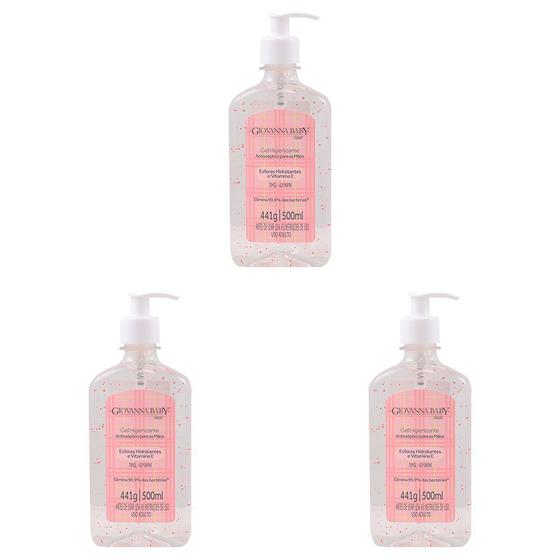 Kit 3 Und Álcool Gel Higienizante Giovanna Baby Rosa 500ml - Álcool em ...