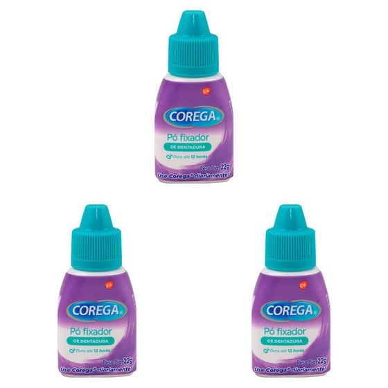 Kit 3 Und Fixador De Próteses Corega Pó 22g - Fixador de Dentadura ...
