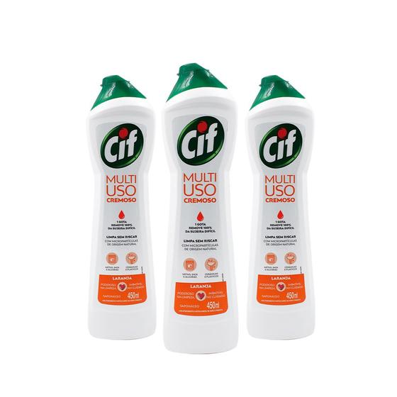 Kit 3 Und Limpador Cif Cremoso Limpeza Profunda Laranja 450ml - Sapólio ...