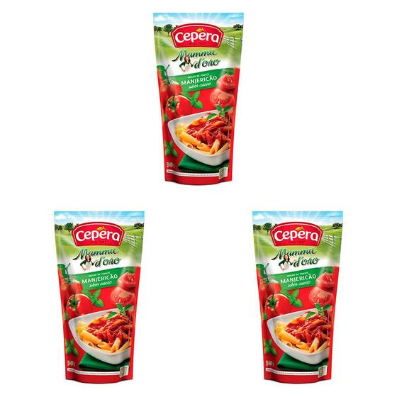 Kit 3 Und Molho De Tomate Cepêra Sachê Manjericão 340g - Cepera - Molho ...