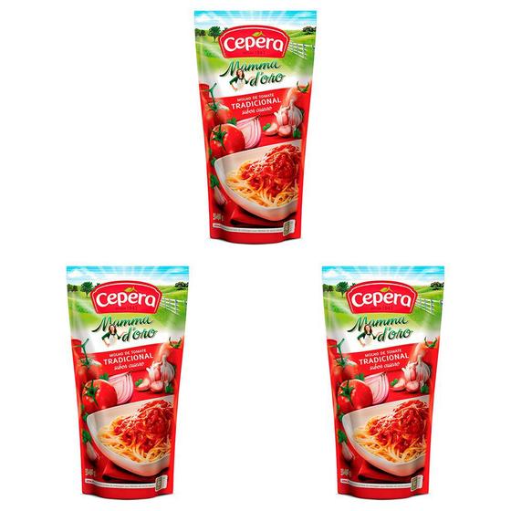 Kit 3 Und Molho De Tomate Cepêra Sachê Tradicional 340g - Cepera ...
