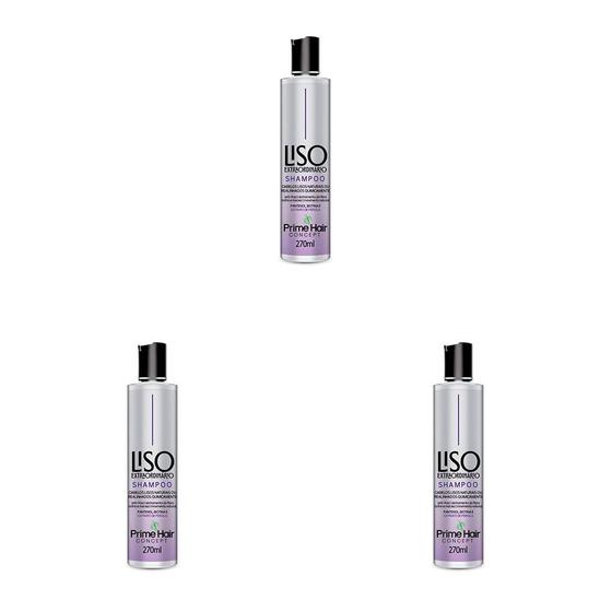 Kit 3 Und Shampoo Prime Hair Liso Extraordinário Anti Frizz 270ml ...